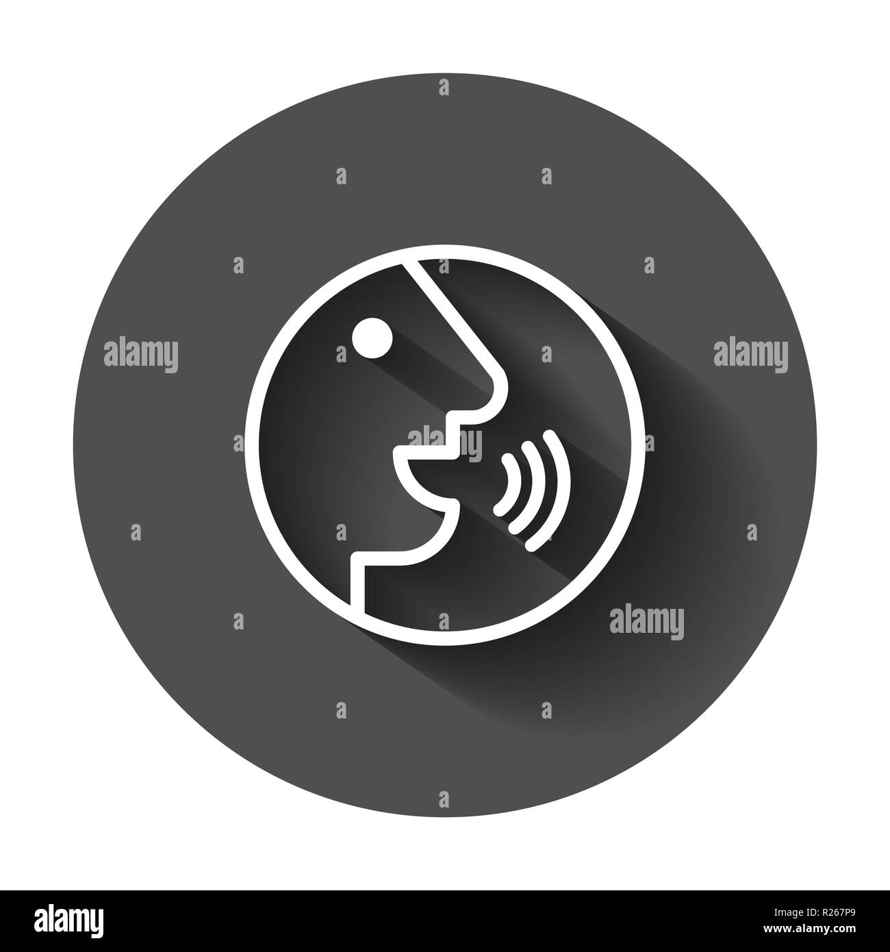 Voice command with sound waves icon in flat style. Speak control vector ...