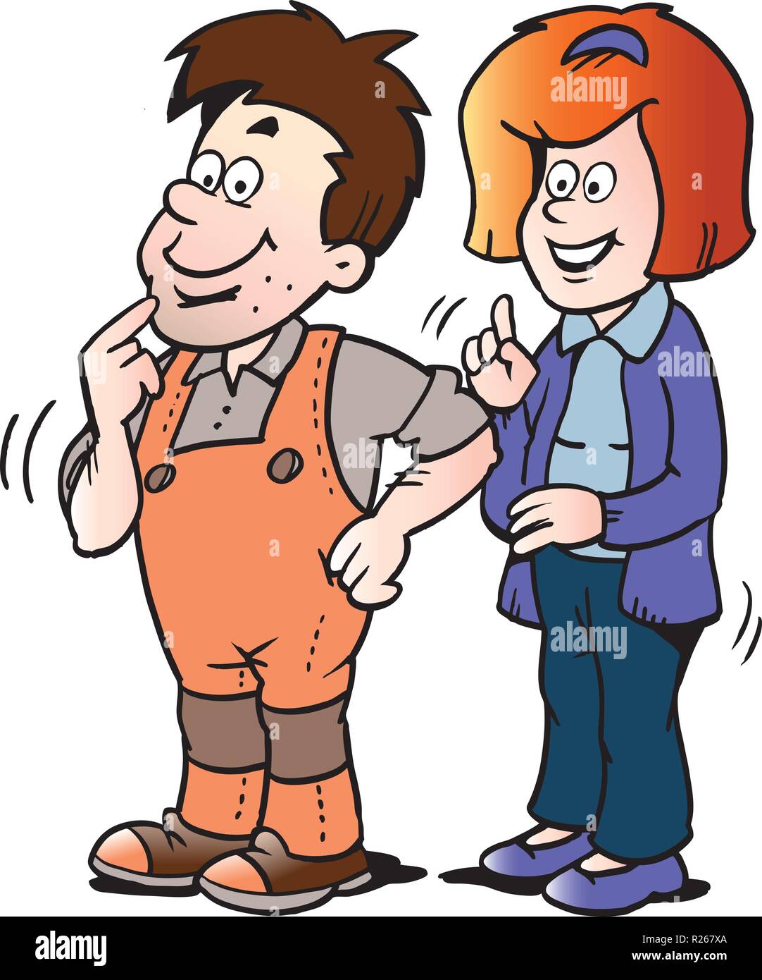 Cartoon Vector illustration of a man there listening to the woman s ...