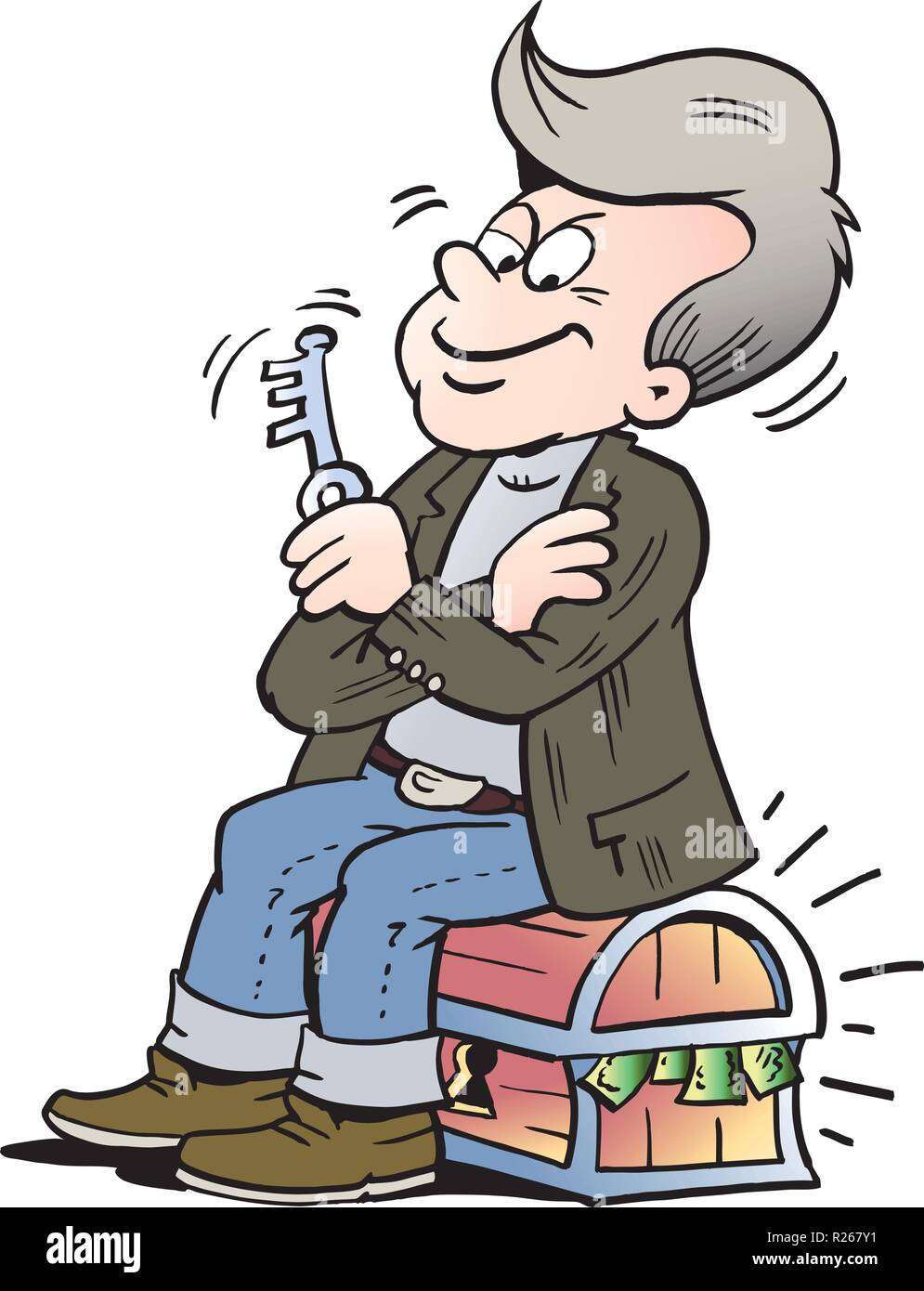 Cartoon Vector illustration of a family man who fits well with his ...