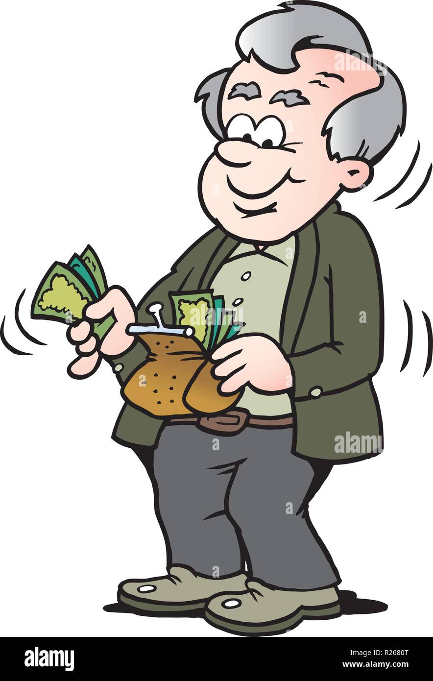 Cartoon old man with money hi-res stock photography and images - Alamy