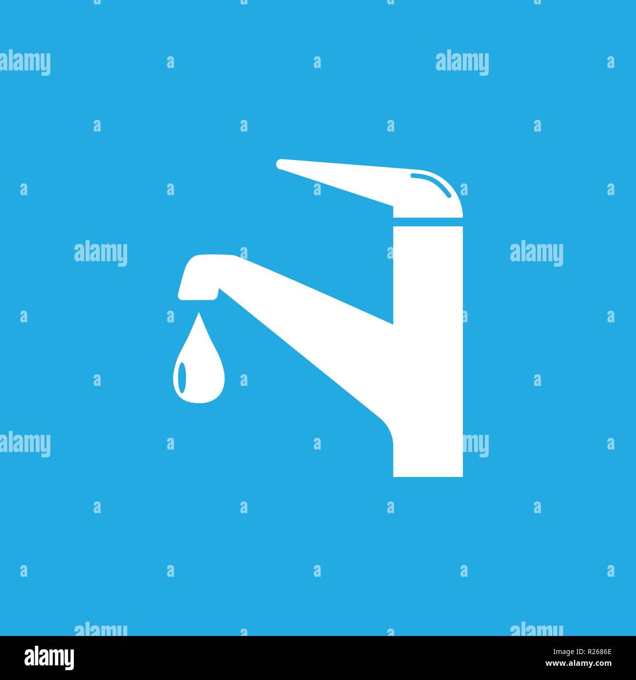 Faucet icon, water tap sign. Blue background. Vector illustration Stock ...