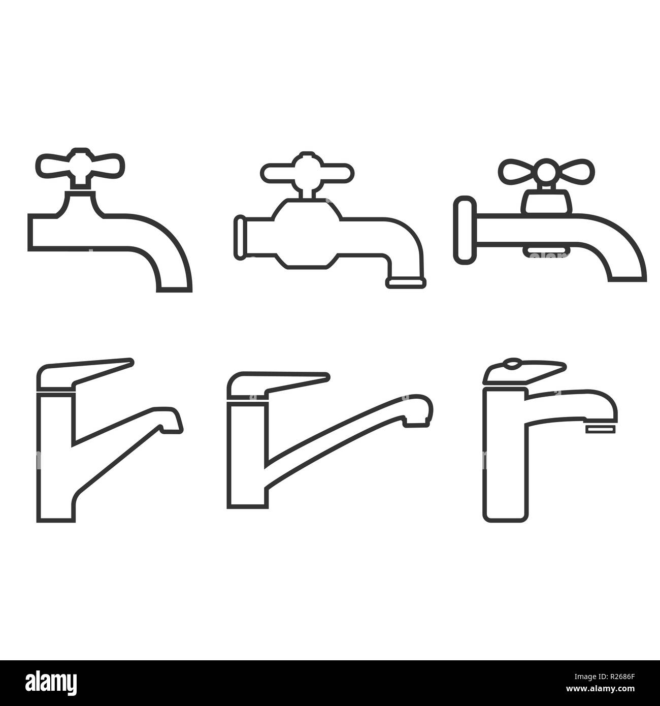 Faucet icon, water tap sign. Set faucet. Vector illustration Flat Stock ...
