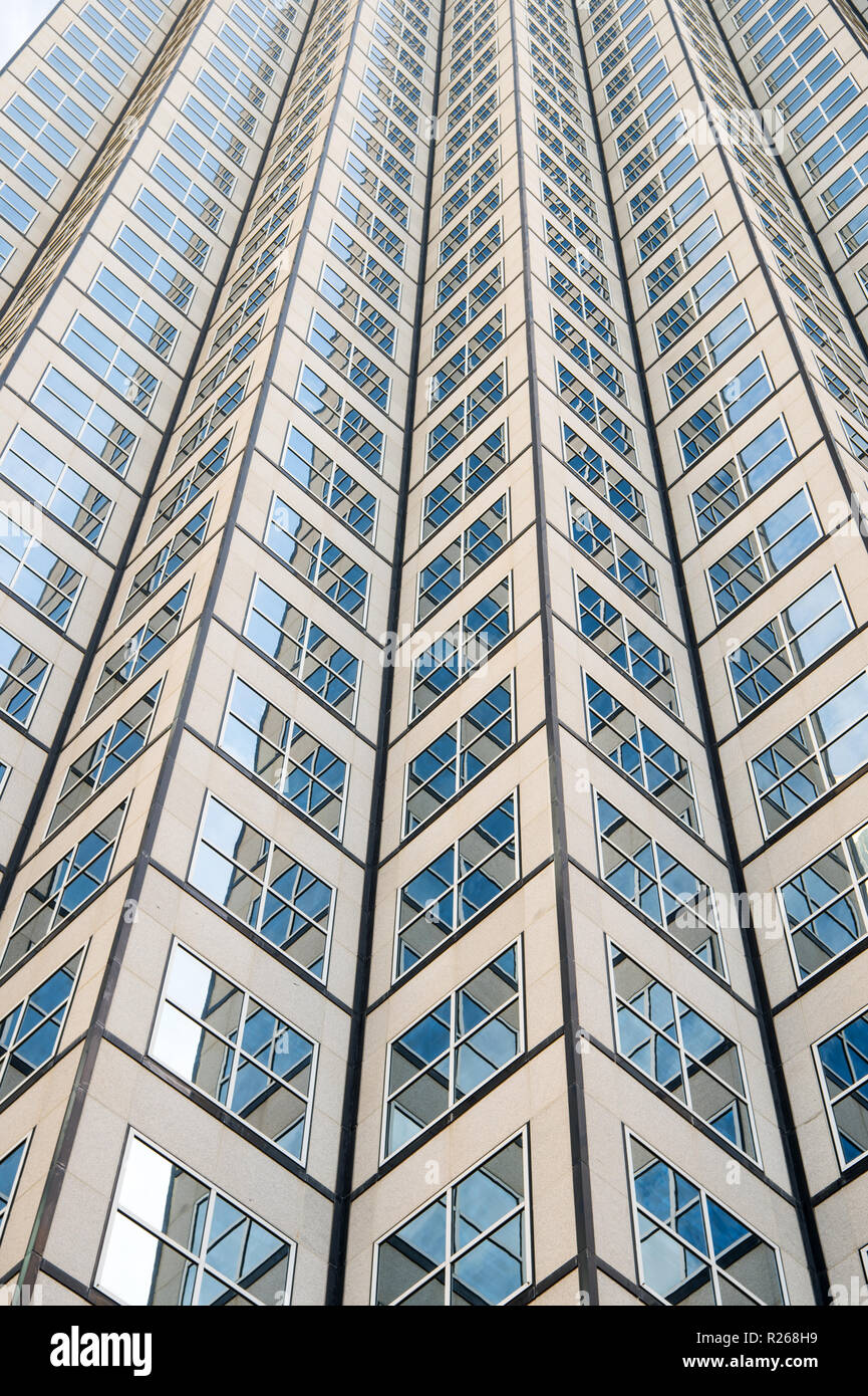 Panoramic and perspective wide angle view to steel blue background of ...