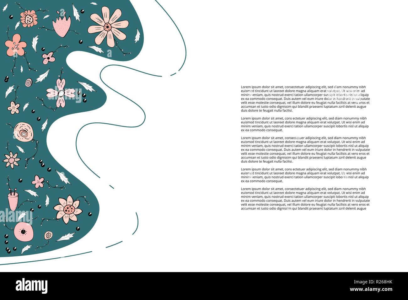 Field flowers and leaves banner template. Hand drawn style background ...