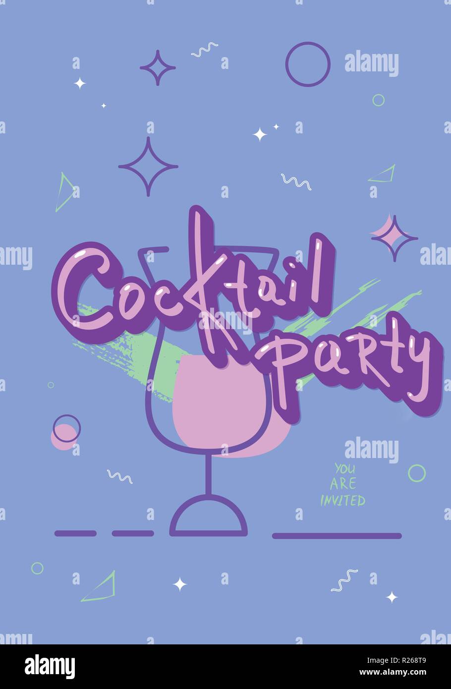 Cocktail party template. Holiday banner with shine decoration and ...