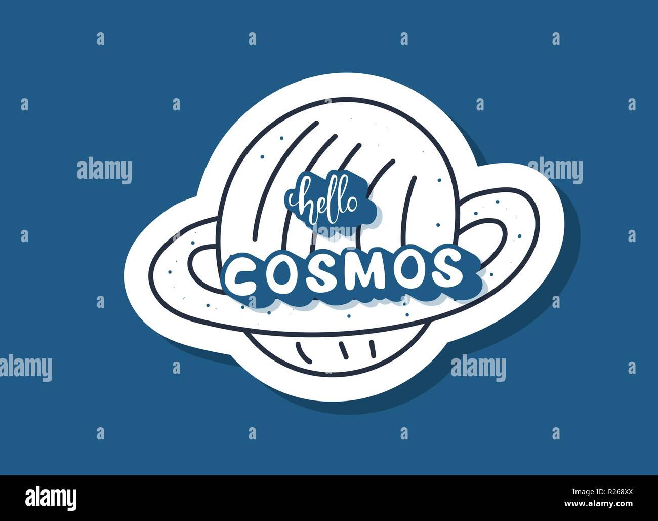 Vector quote of Hello Cosmos with decoration. Handwritten lettering ...