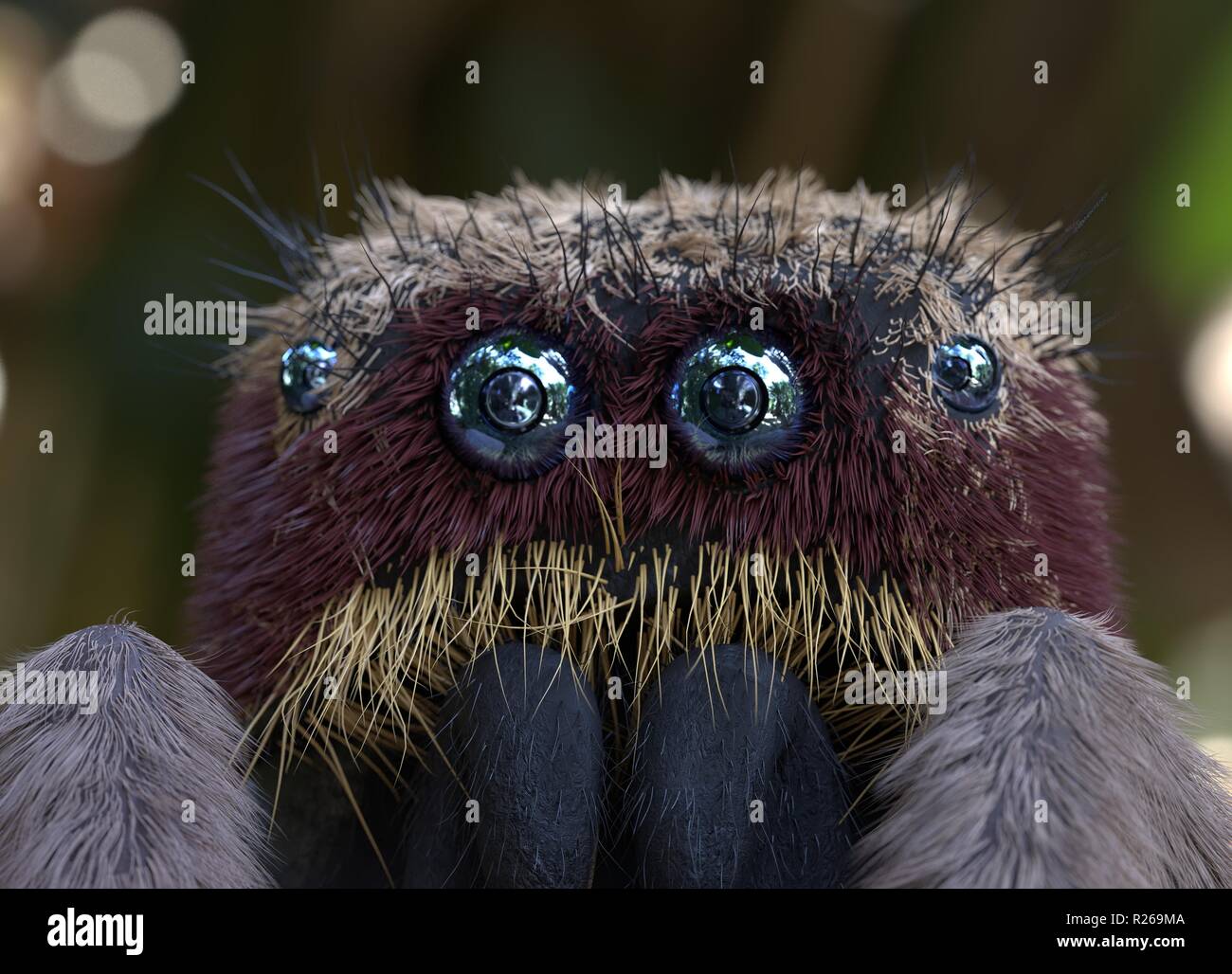 Salticus scenicus jumping spider macro 3d render Stock Photo - Alamy