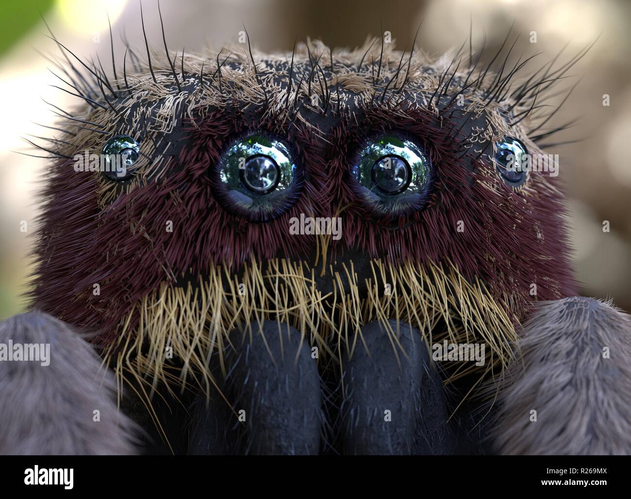 Salticus scenicus jumping spider macro 3d render Stock Photo - Alamy