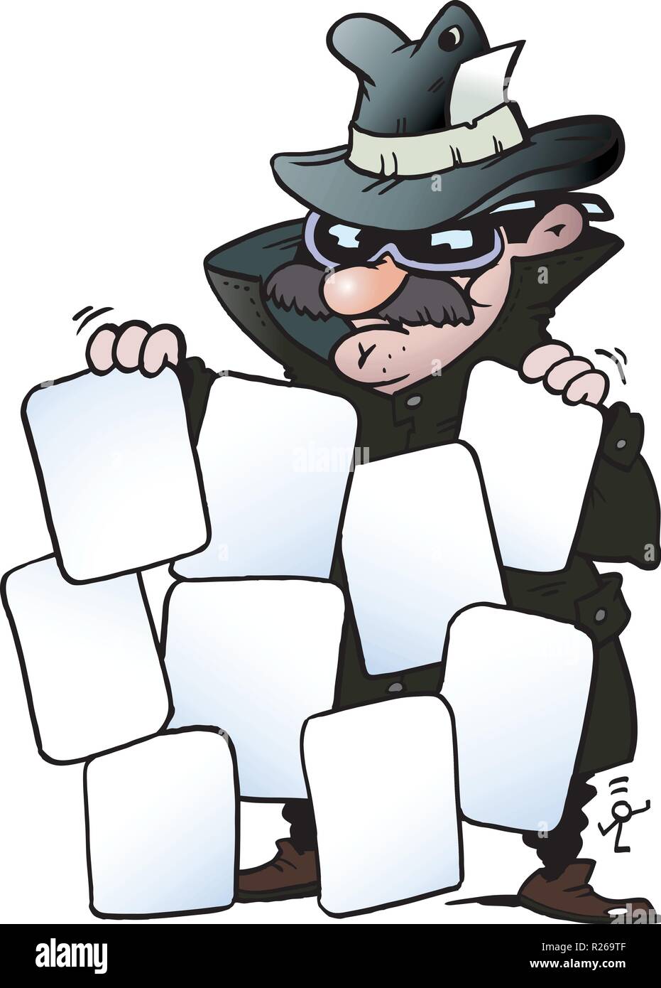Cartoon Vector illustration of an Agent with some good cards Stock ...