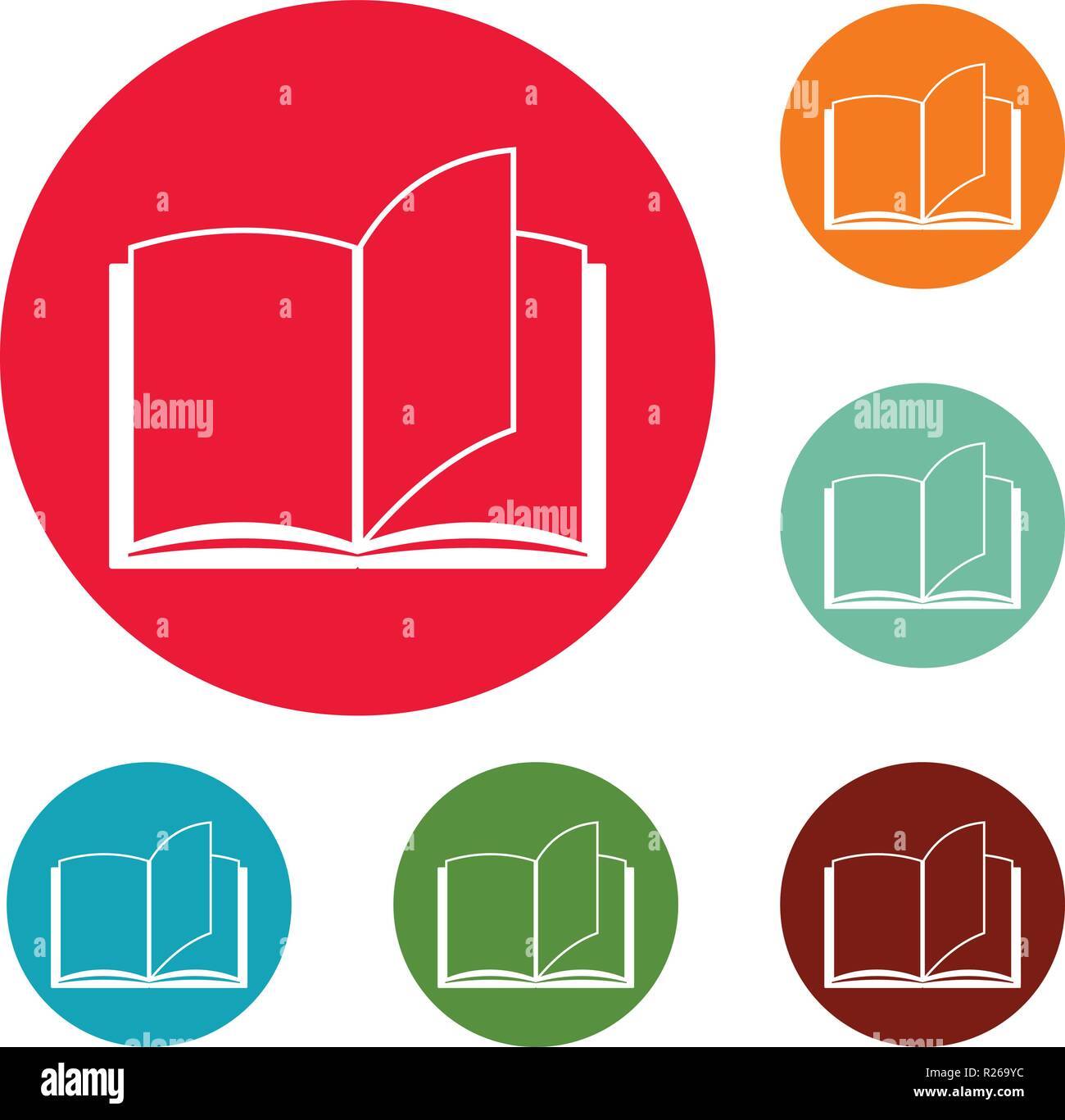 Book page icons circle set vector isolated on white background Stock ...