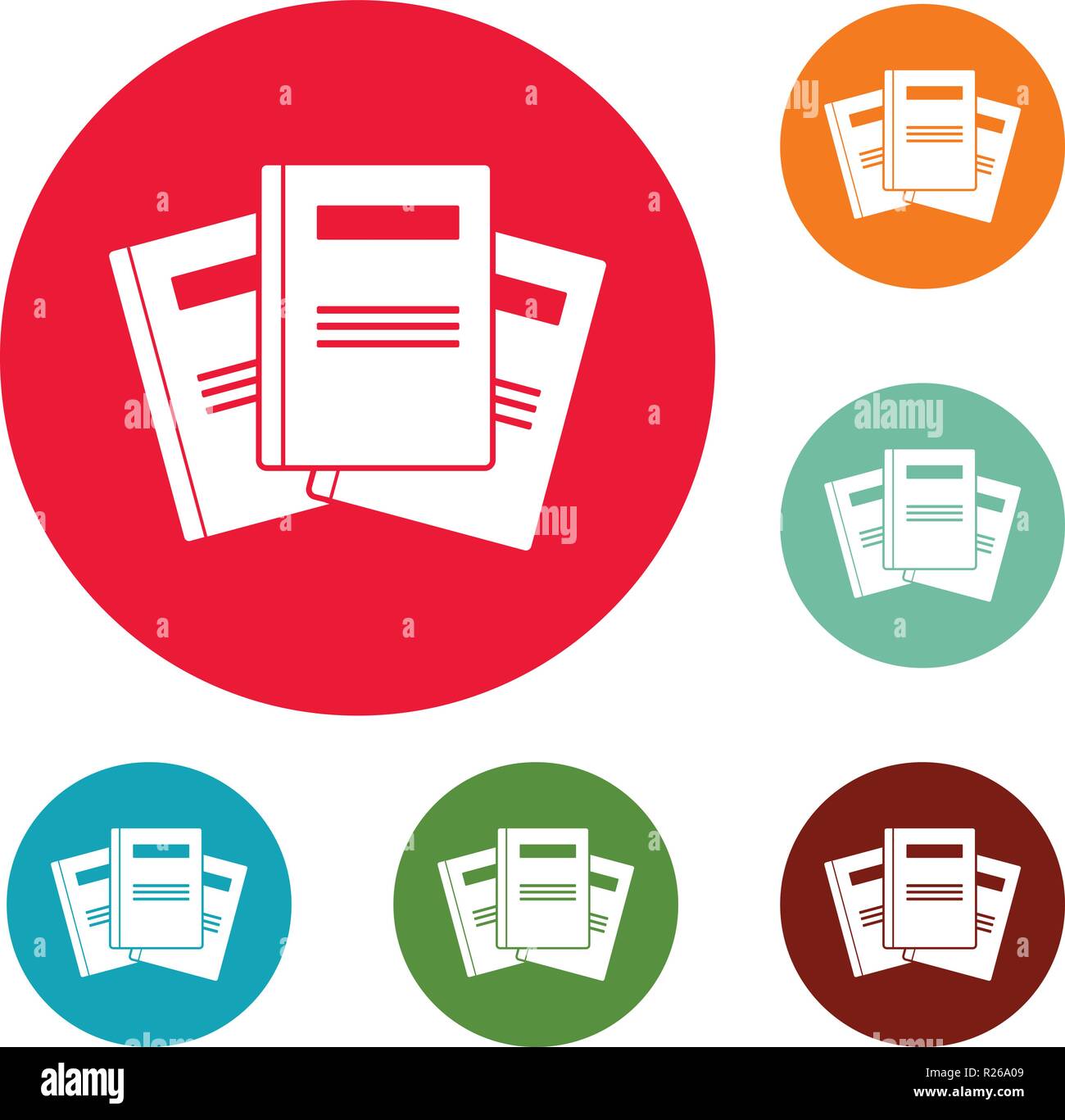 Book professor icons circle set vector isolated on white background ...