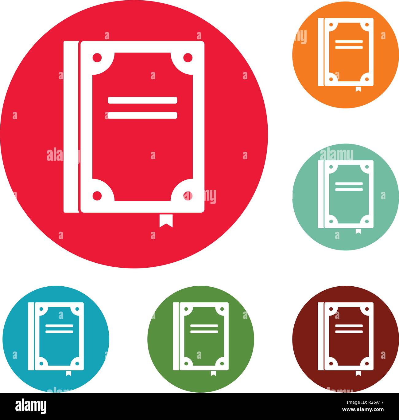 Book publication icons circle set vector isolated on white background ...