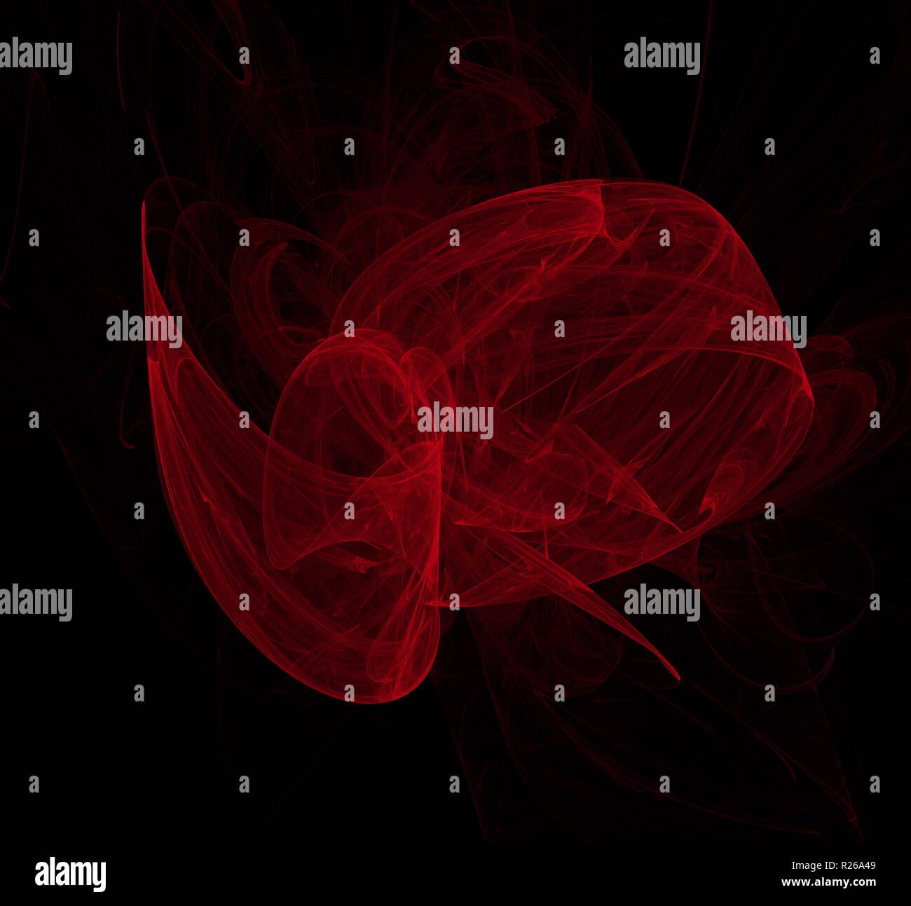 Red fractal on black background. Fantasy fractal texture. Digital art ...