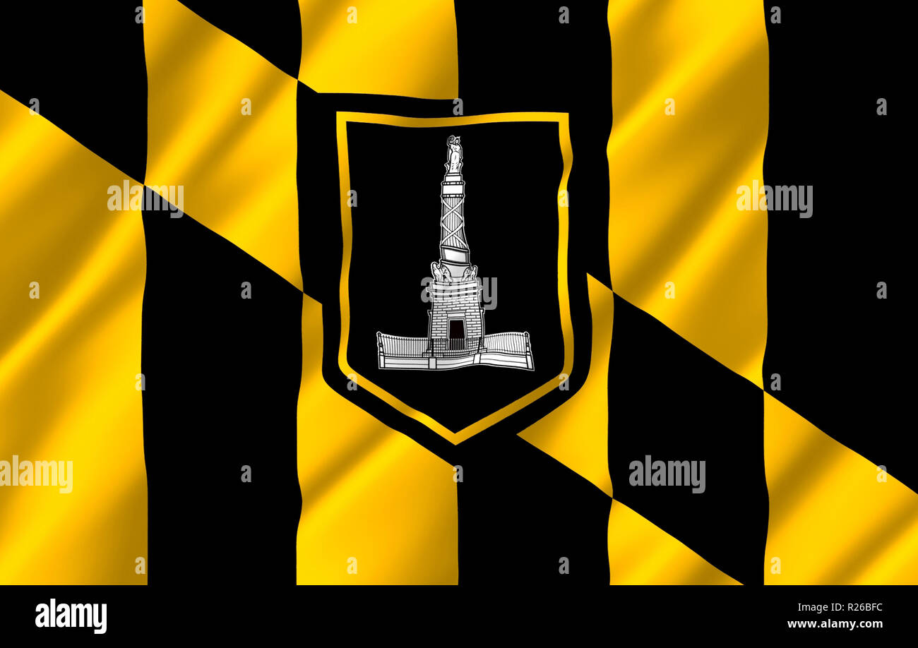 Baltimore City 3D waving flag illustration. Texture can be used as ...