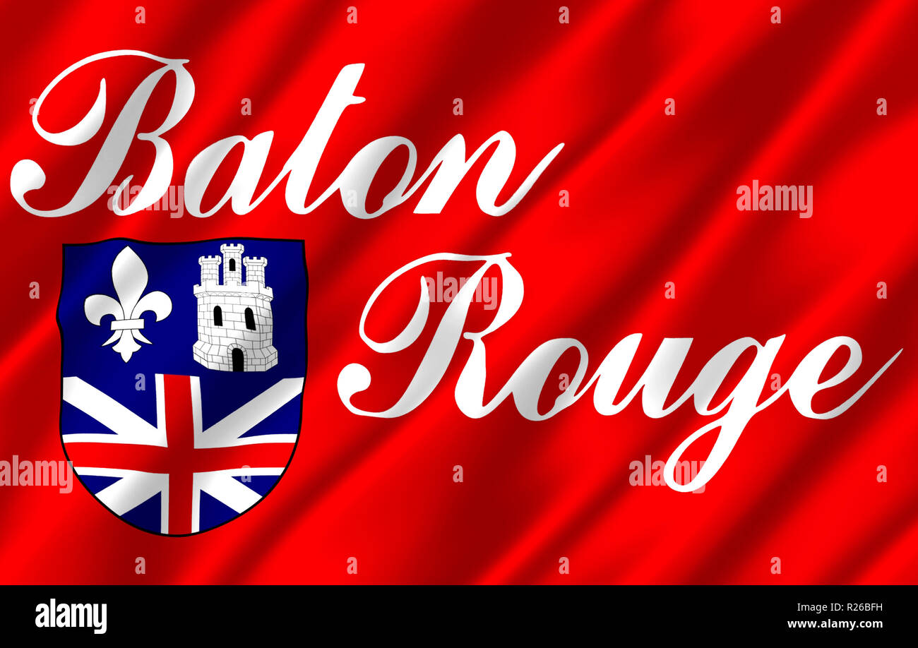 Baton Rouge 3D waving flag illustration. Texture can be used as ...