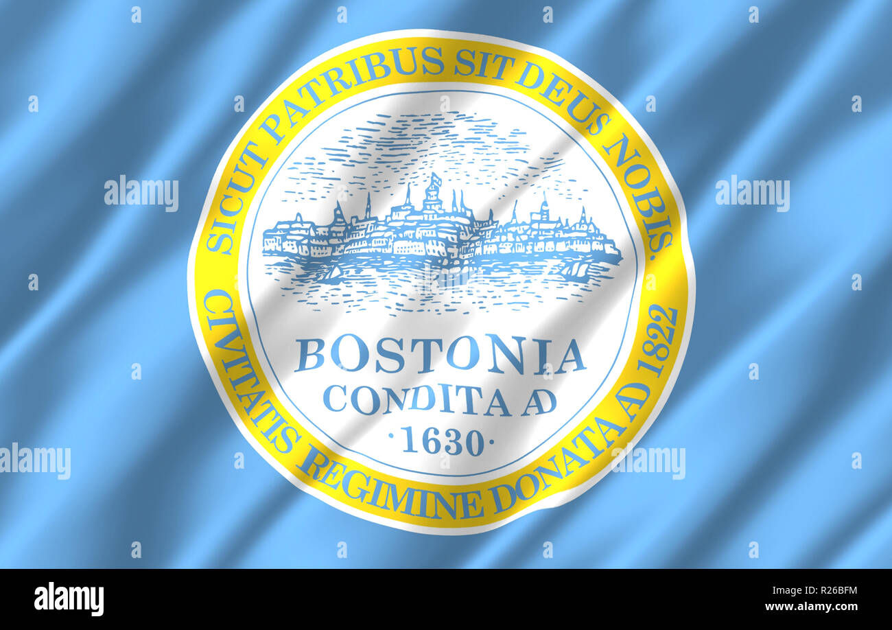 Boston 3D waving flag illustration. Texture can be used as background ...