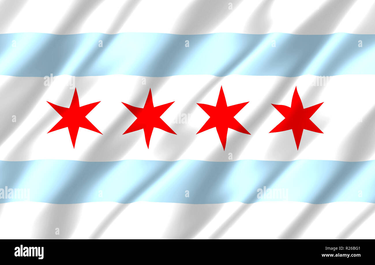 Chicago 3D waving flag illustration. Texture can be used as background ...