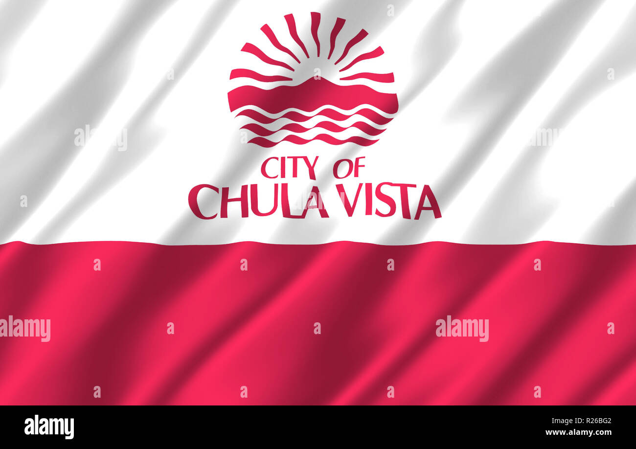 Chula Vista California 3D waving flag illustration. Texture can be used ...