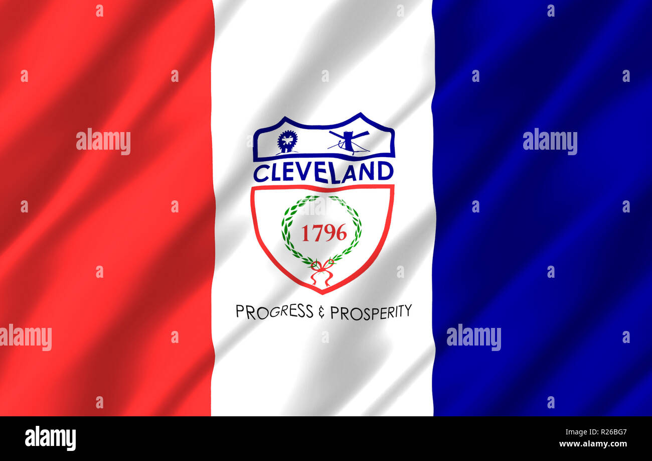 Cleveland 3D waving flag illustration. Texture can be used as ...