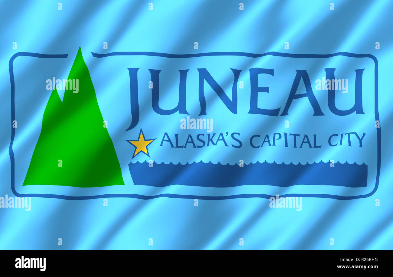 Juneau Alaska 3D waving flag illustration. Texture can be used as ...