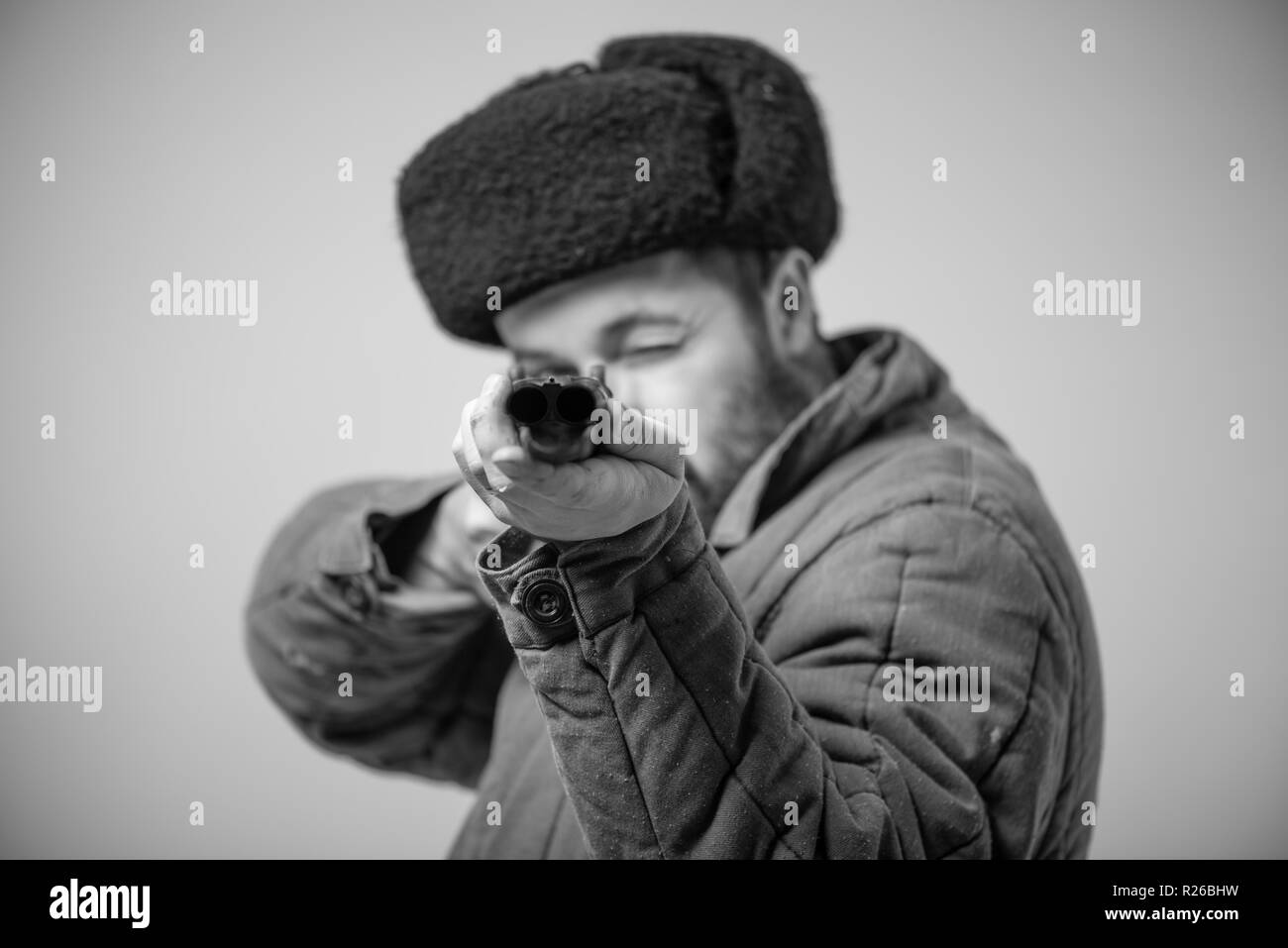 Double barreled shotgun Black and White Stock Photos & Images - Alamy