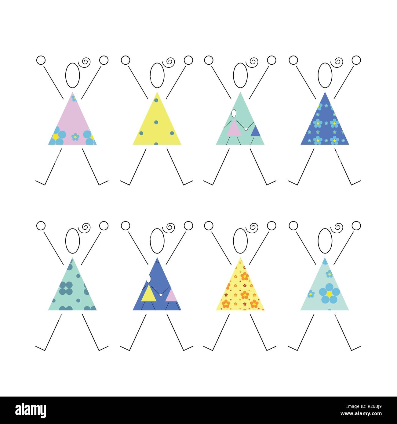 Cheering girls in colorful dresses cartoon Stock Vector Image & Art - Alamy