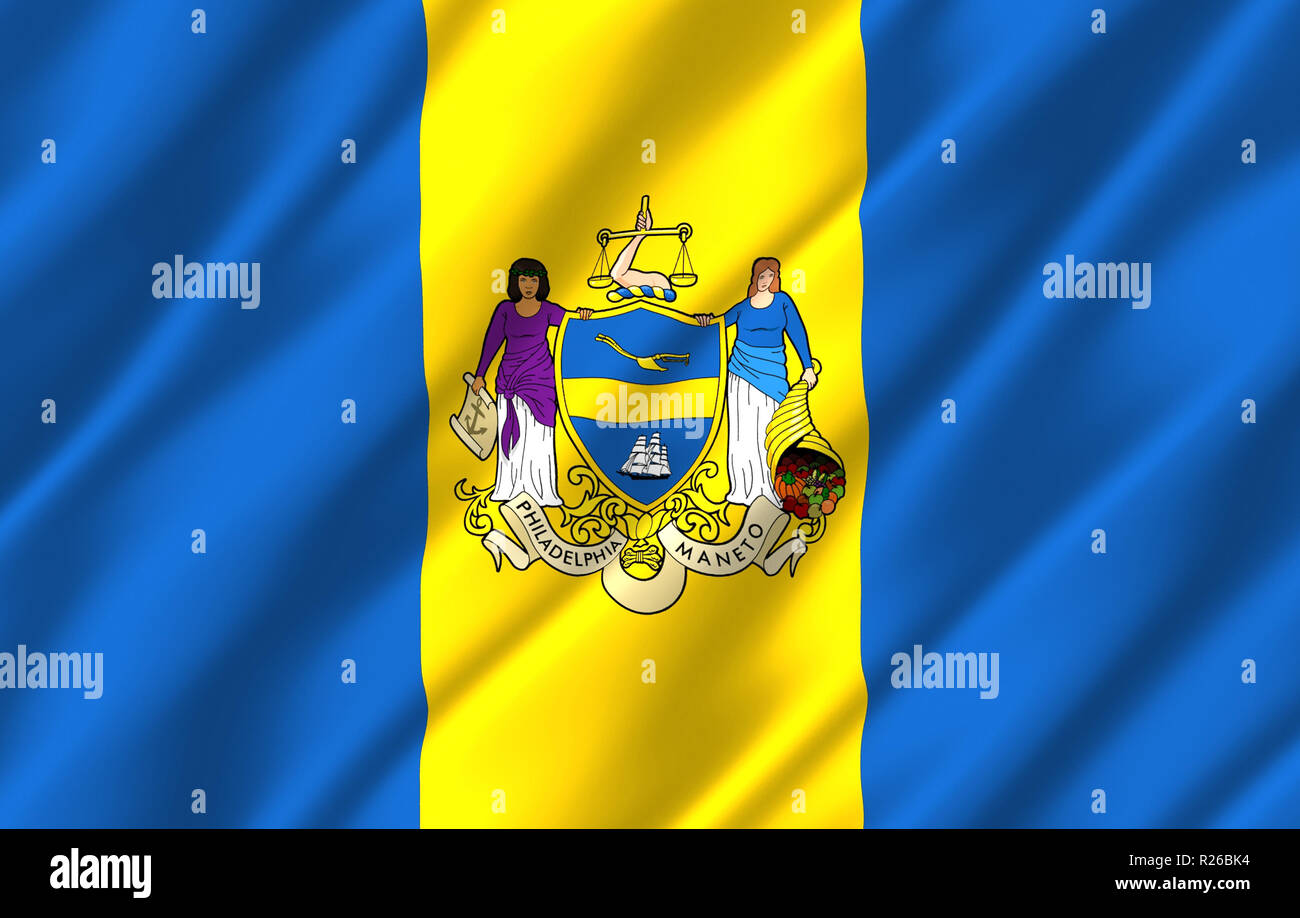Philadelphia Pennsylvania 3D waving flag illustration. Texture can be ...