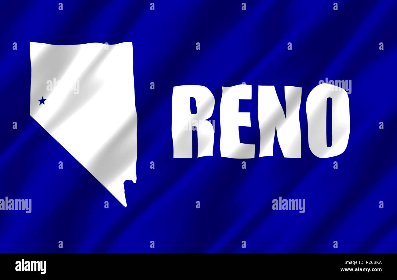 Reno 3D waving flag illustration. Texture can be used as background ...