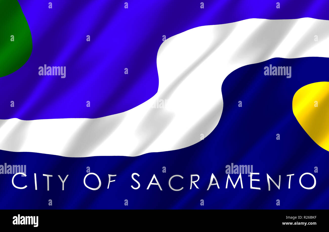Sacramento 3D waving flag illustration. Texture can be used as ...