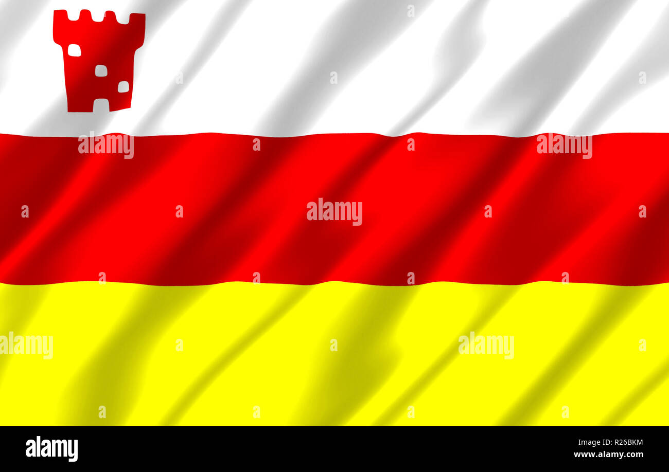 Santa Barbara California 3D waving flag illustration. Texture can be ...