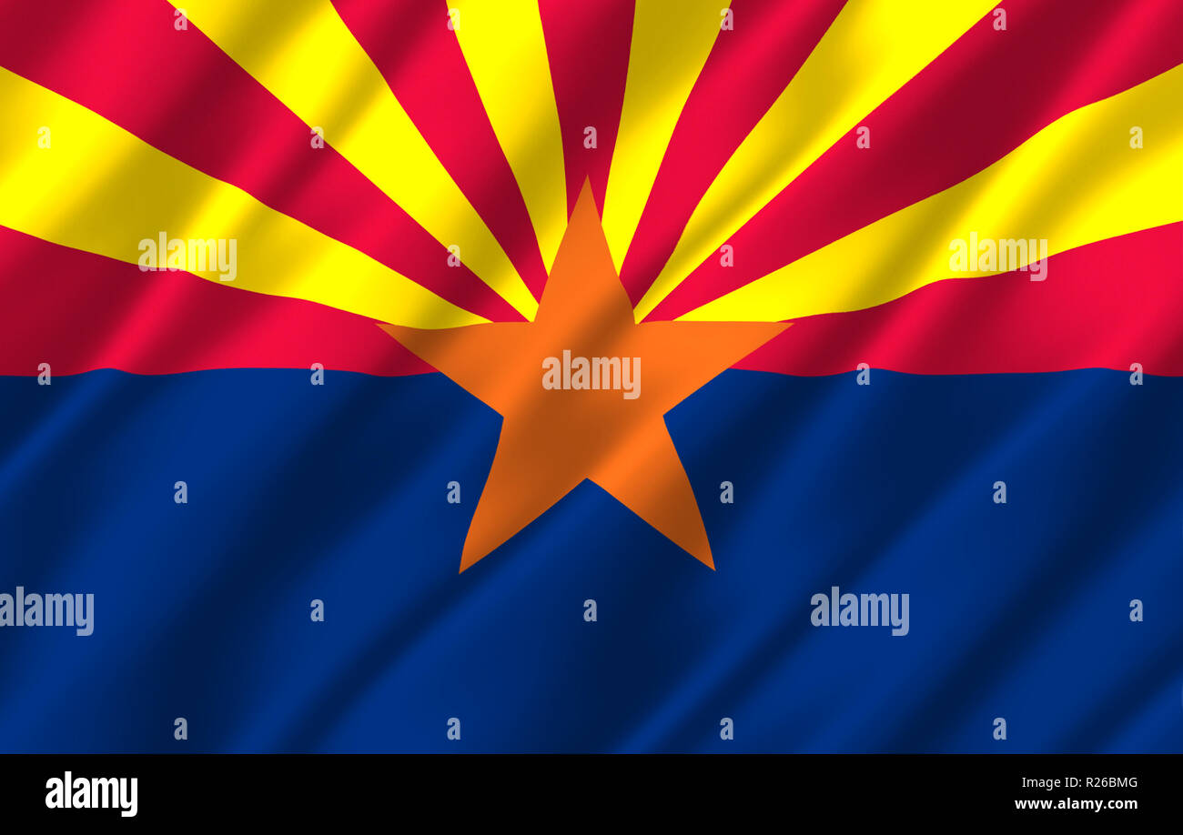 Arizona 3D waving flag illustration. Texture can be used as background ...