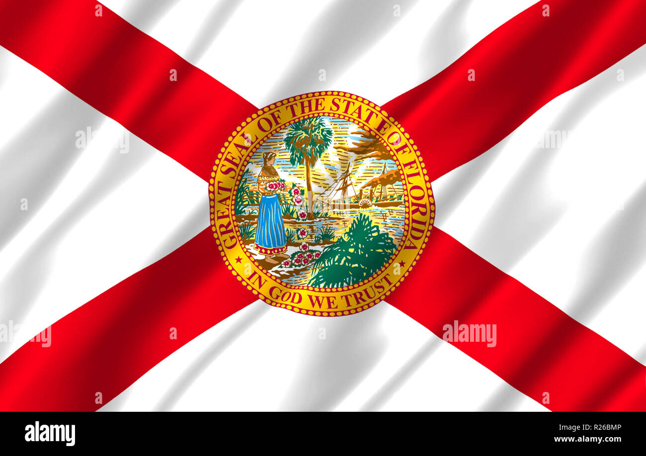 Florida 3D waving flag illustration. Texture can be used as background ...