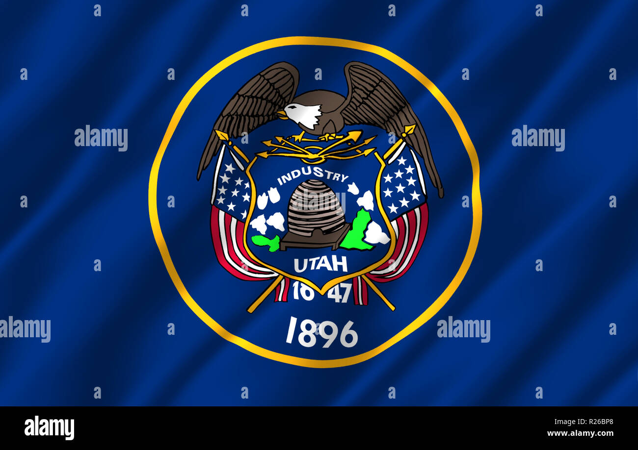 Utah 3D waving flag illustration. Texture can be used as background ...