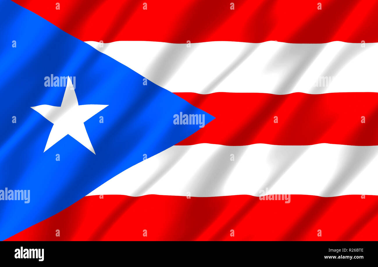 Puerto rico 3D waving flag illustration. Texture can be used as ...
