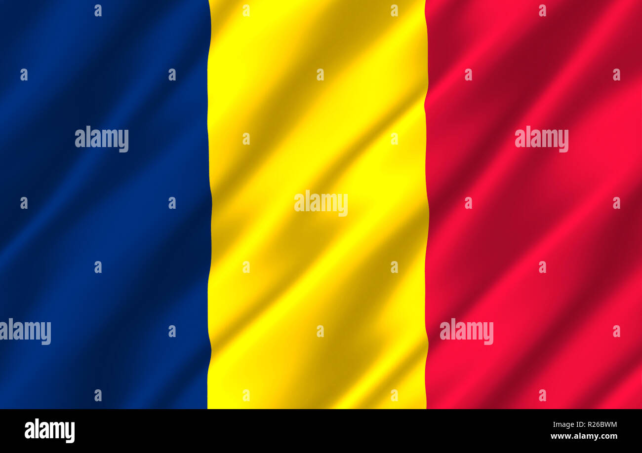 Chad 3D waving flag illustration. Texture can be used as background ...