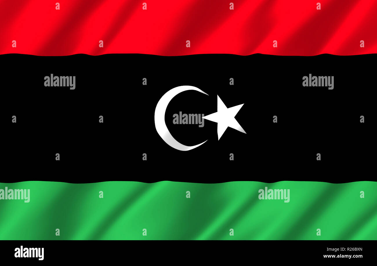 Libya 3D waving flag illustration. Texture can be used as background ...