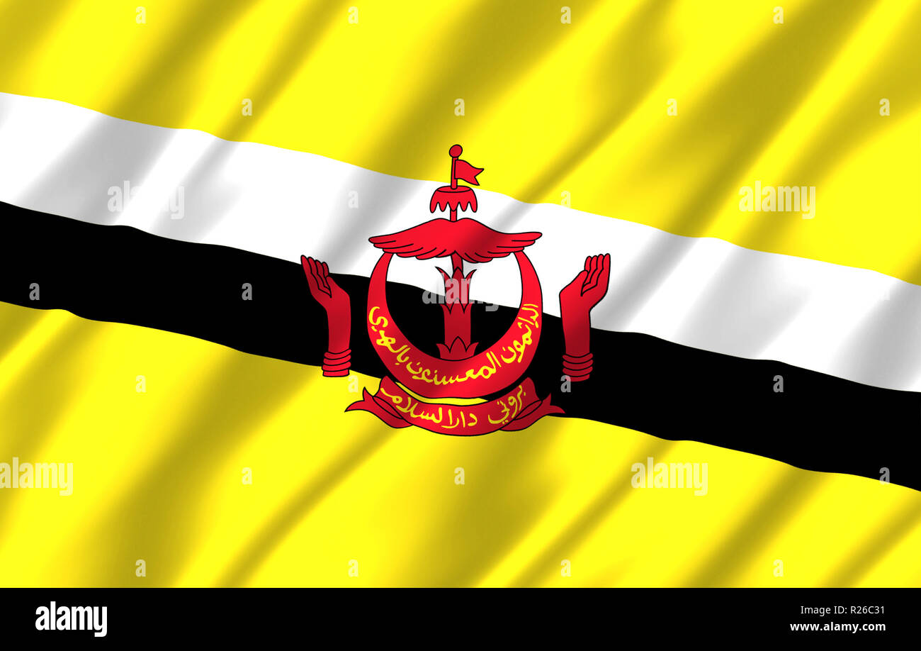 Brunei 3D waving flag illustration. Texture can be used as background ...