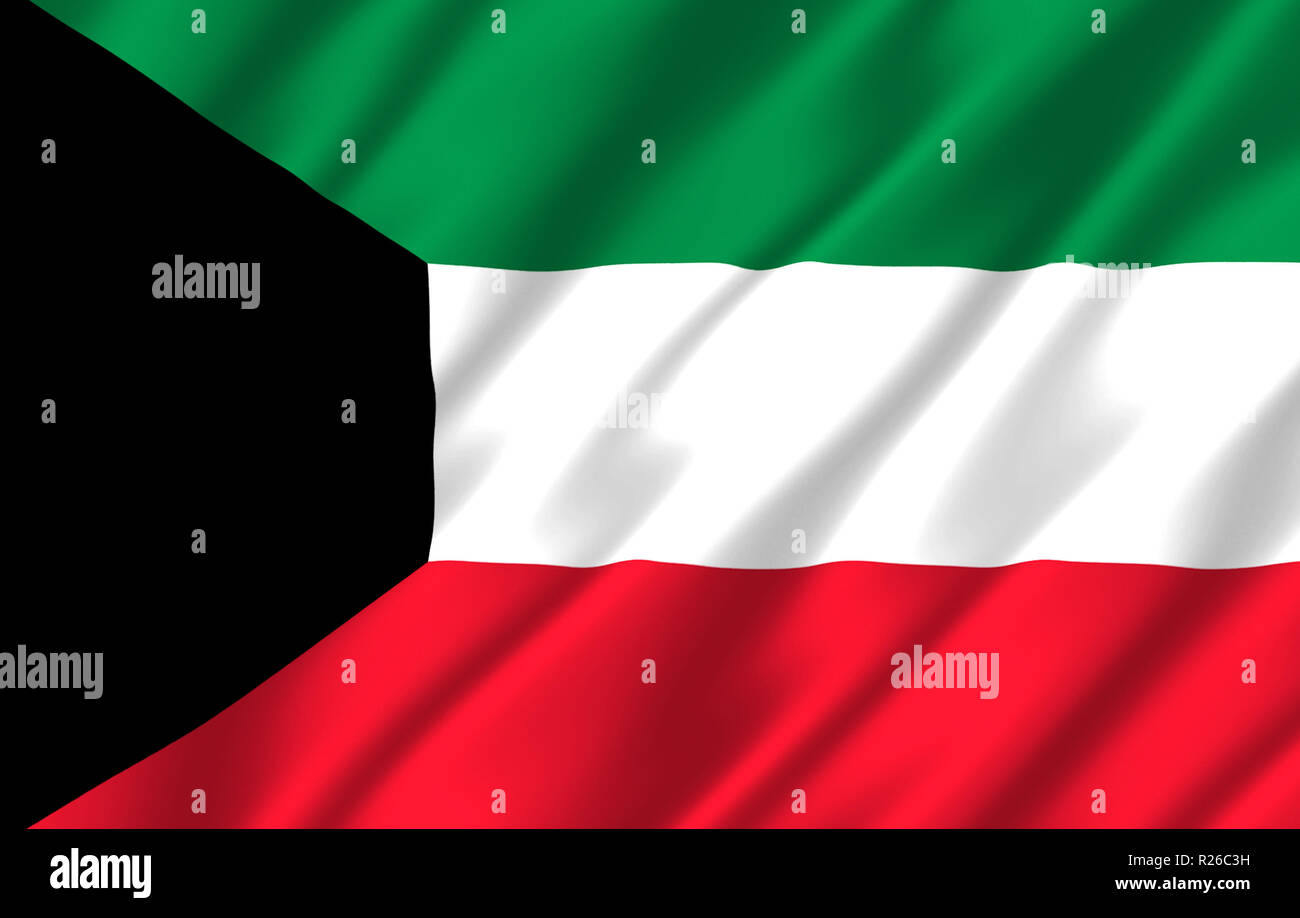 Kuwait 3D waving flag illustration. Texture can be used as background ...