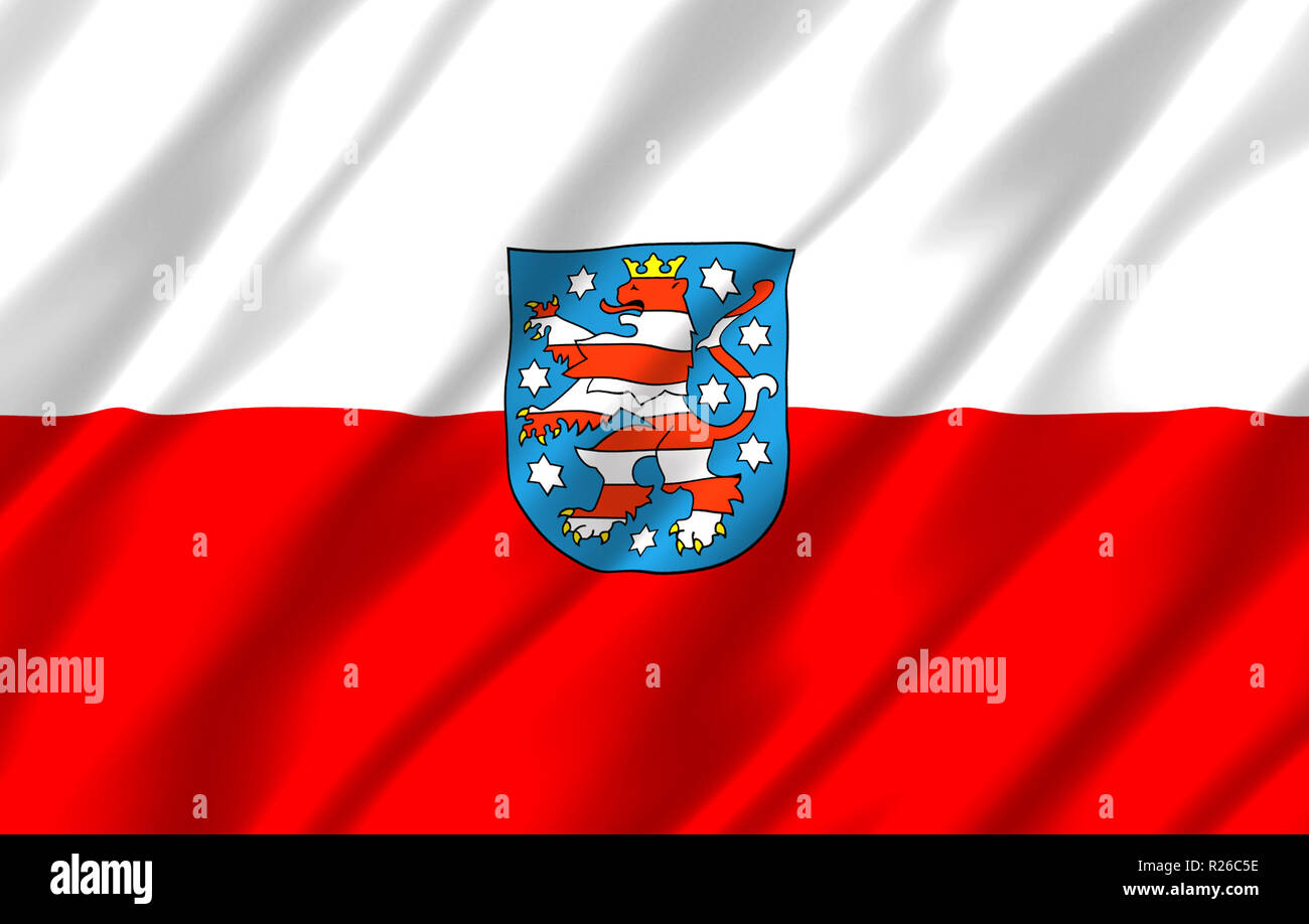 Thuringia 3D waving flag illustration. Texture can be used as ...