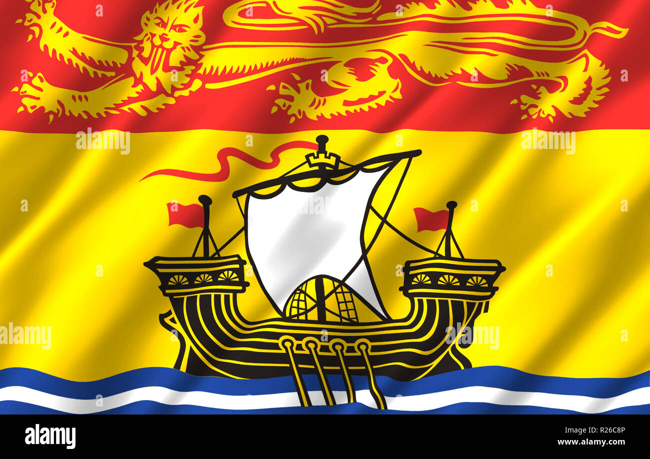 New Brunswick 3D waving flag illustration. Texture can be used as ...