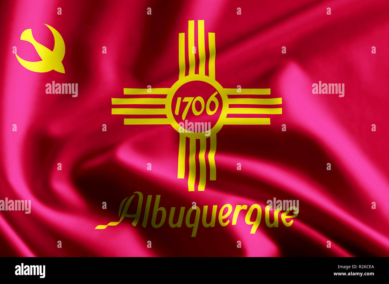 Albuquerque New Mexico 3D waving and closeup flag illustration with ...