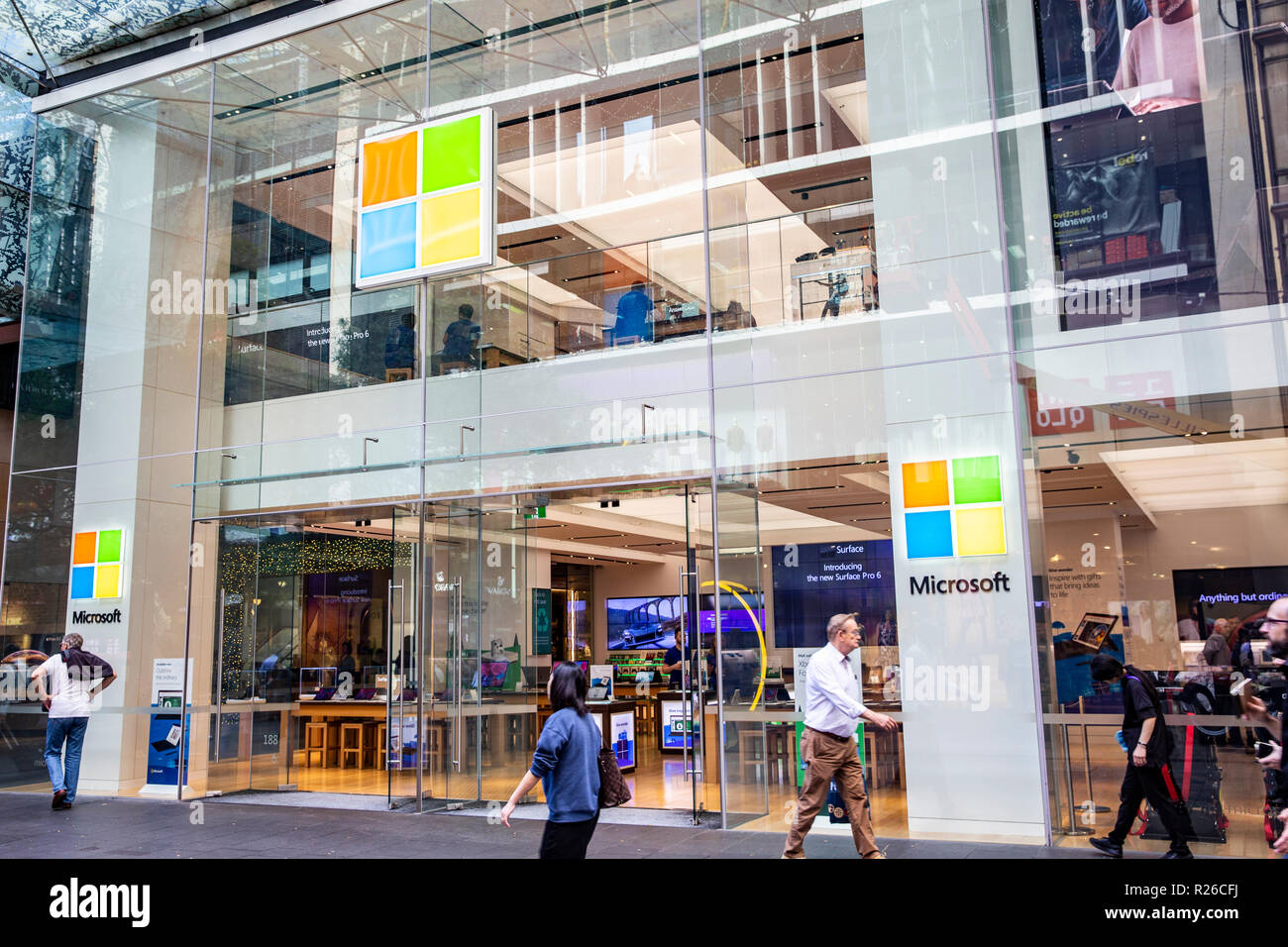 Microsoft flagship retail store in Pitt street,Sydney,Australia Stock ...