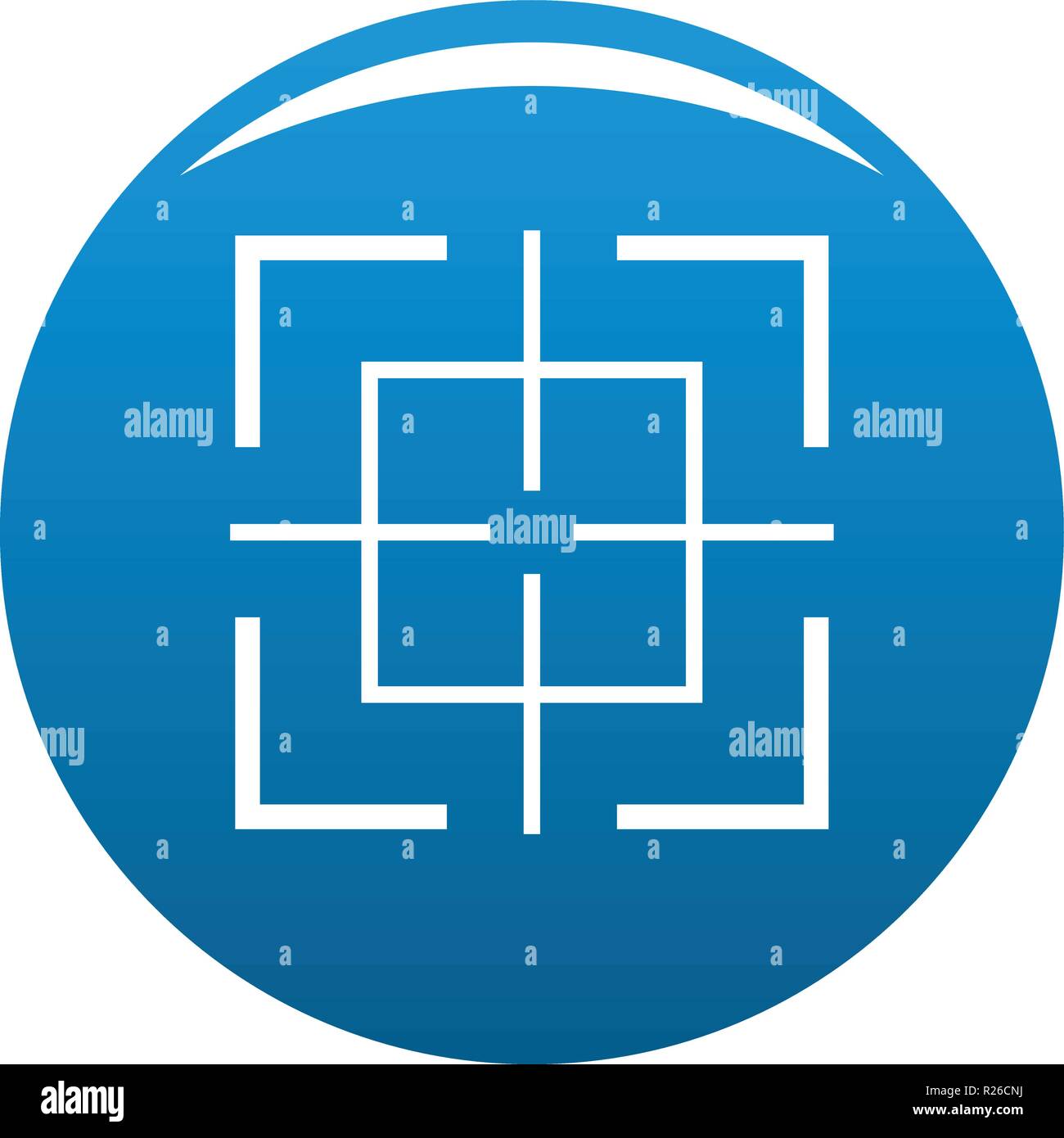Square target icon vector blue circle isolated on white background ...