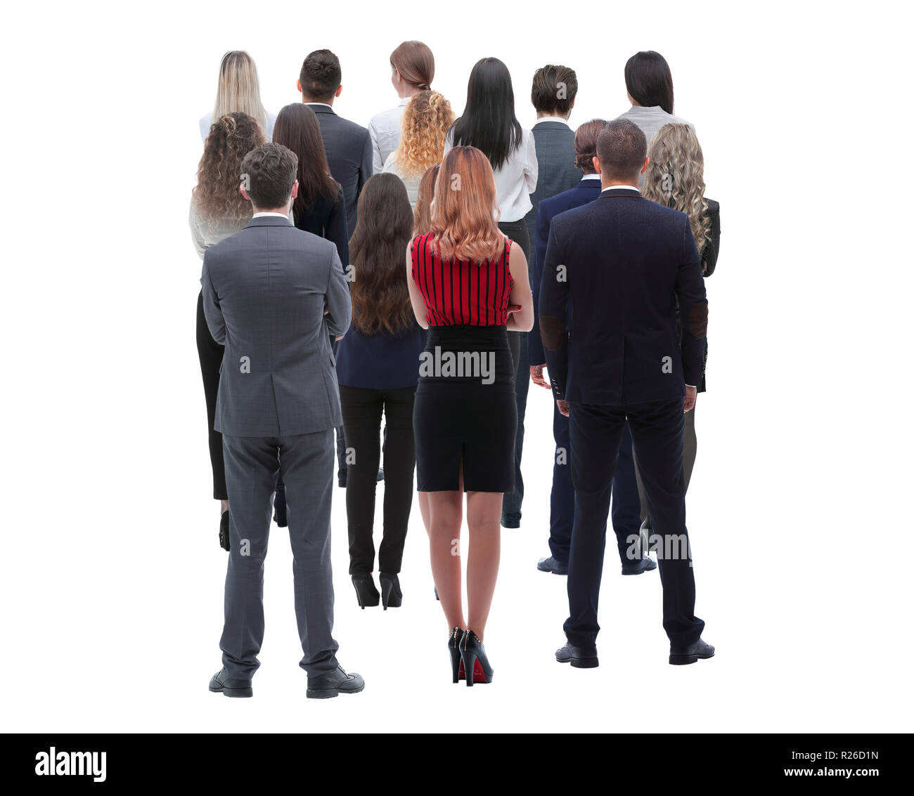 Back view group of business people. Rear view. Isolated over white ...