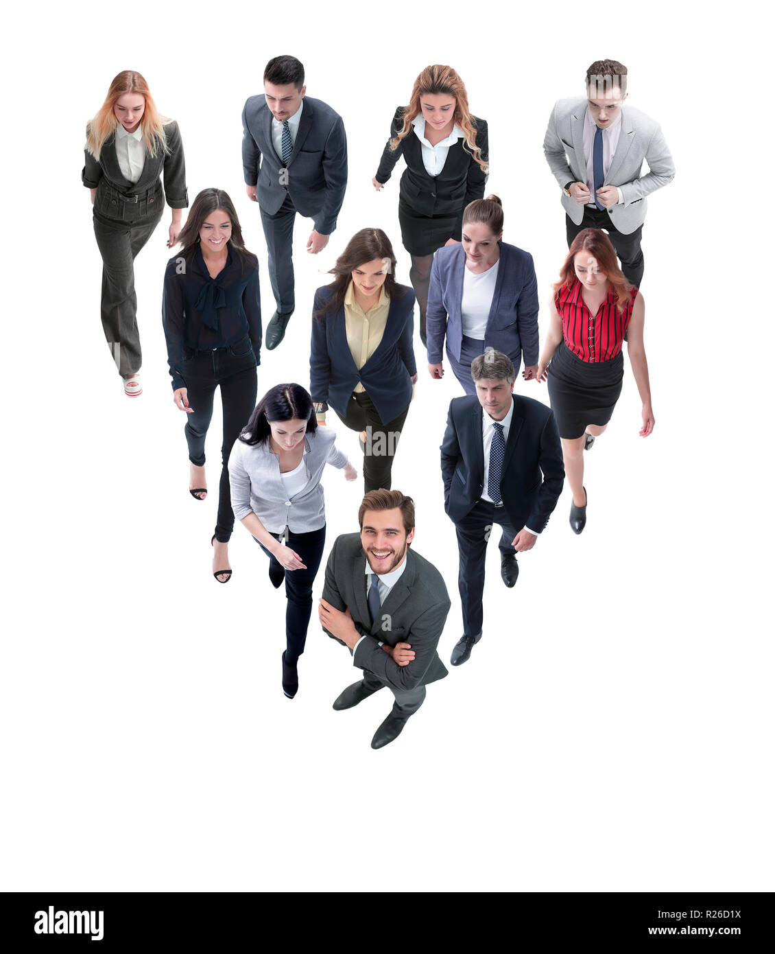 going business people behind the leader. isolated on white Stock Photo ...