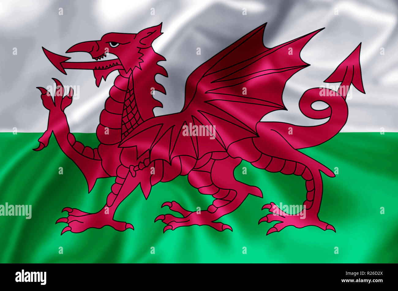 Wales waving and closeup flag illustration. Perfect for background or ...