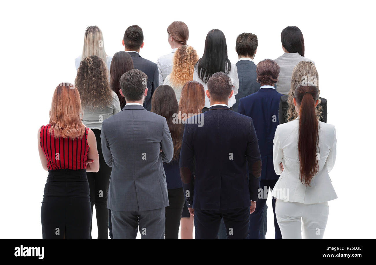 Back view group of business people. Rear view. Isolated over white ...