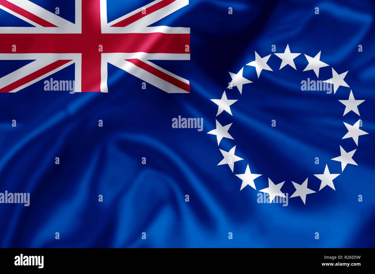 Cook Islands waving and closeup flag illustration. Perfect for ...