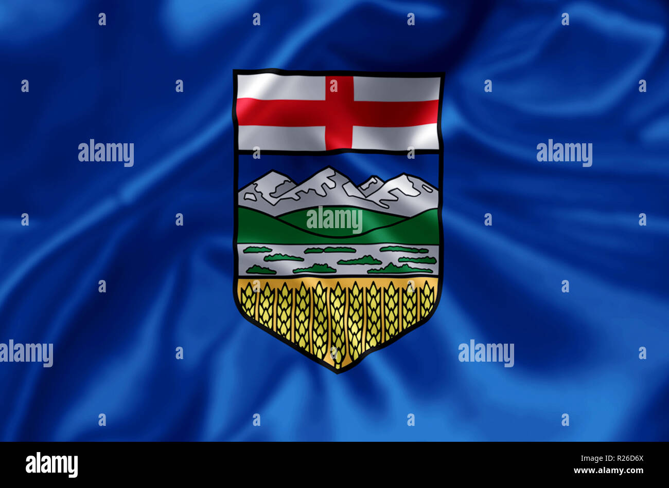 Alberta waving and closeup flag illustration. Perfect for background or ...