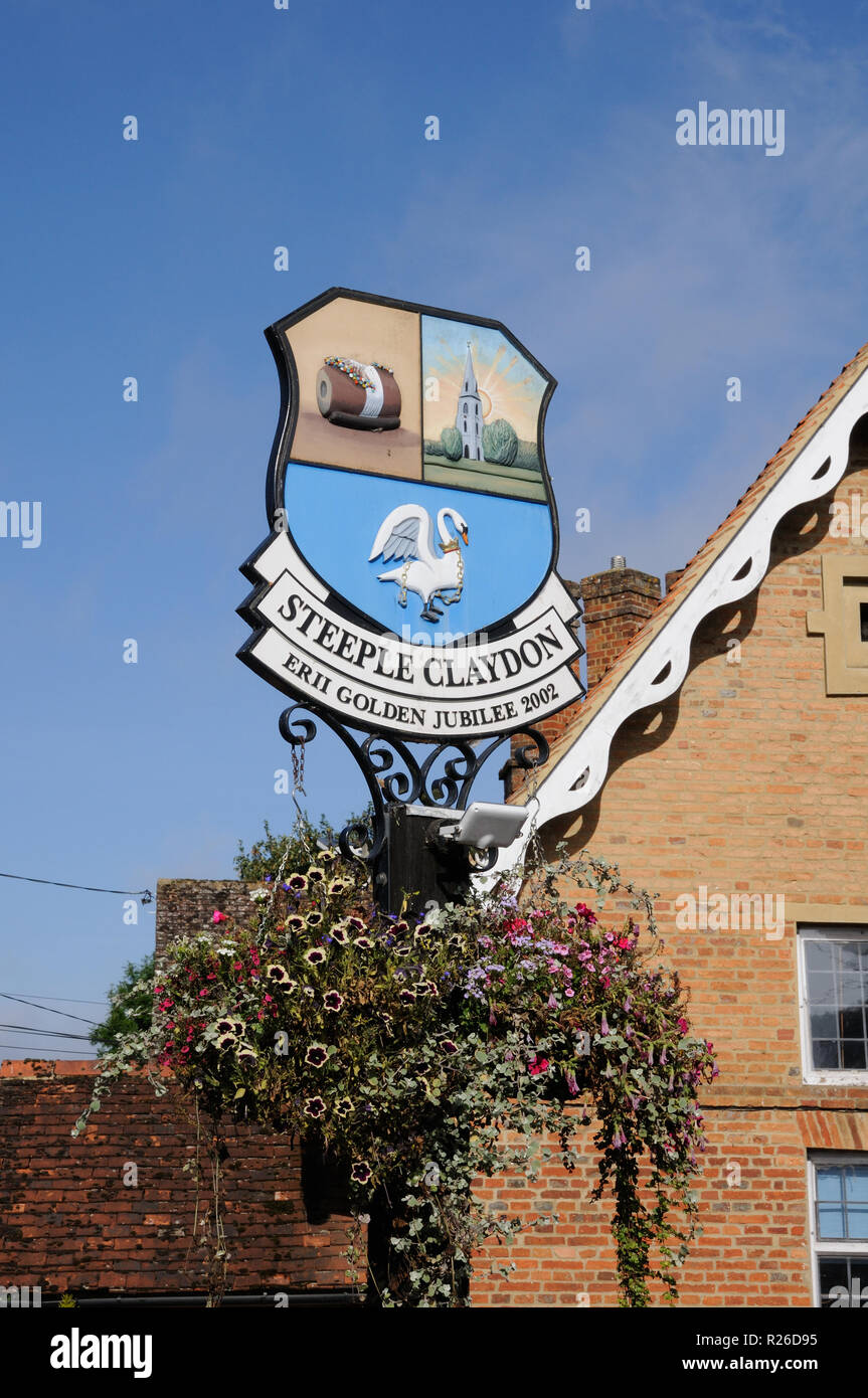 The Village Sign, Steeple Claydon, Buckinghamshire., bearing the ...